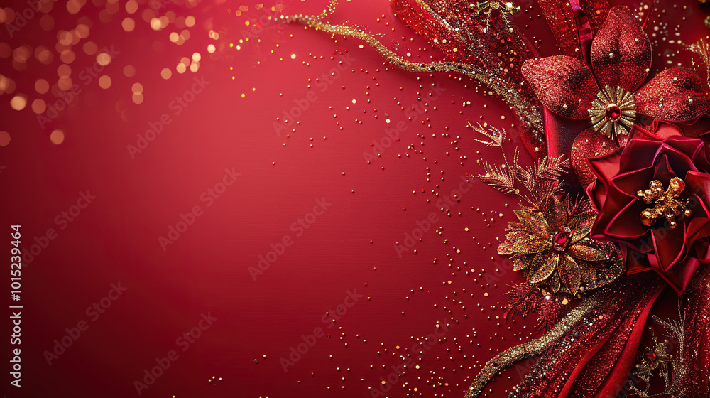 Elegant christmas invitation card art deco design vector. Red abstract ...