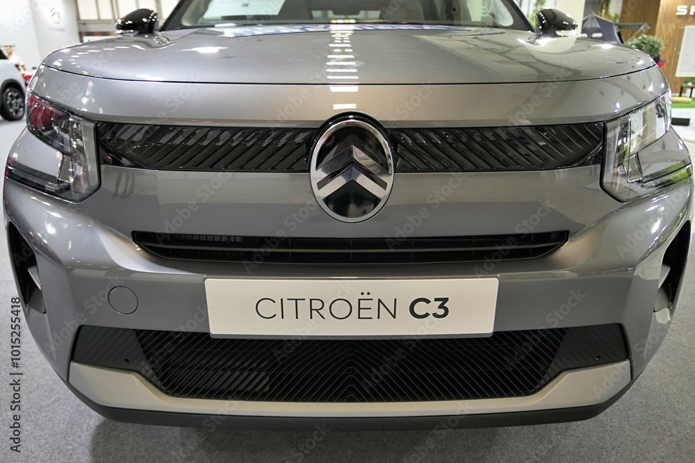 Front mask of modern french B-segment supermini car Citroen C3 fourth ...