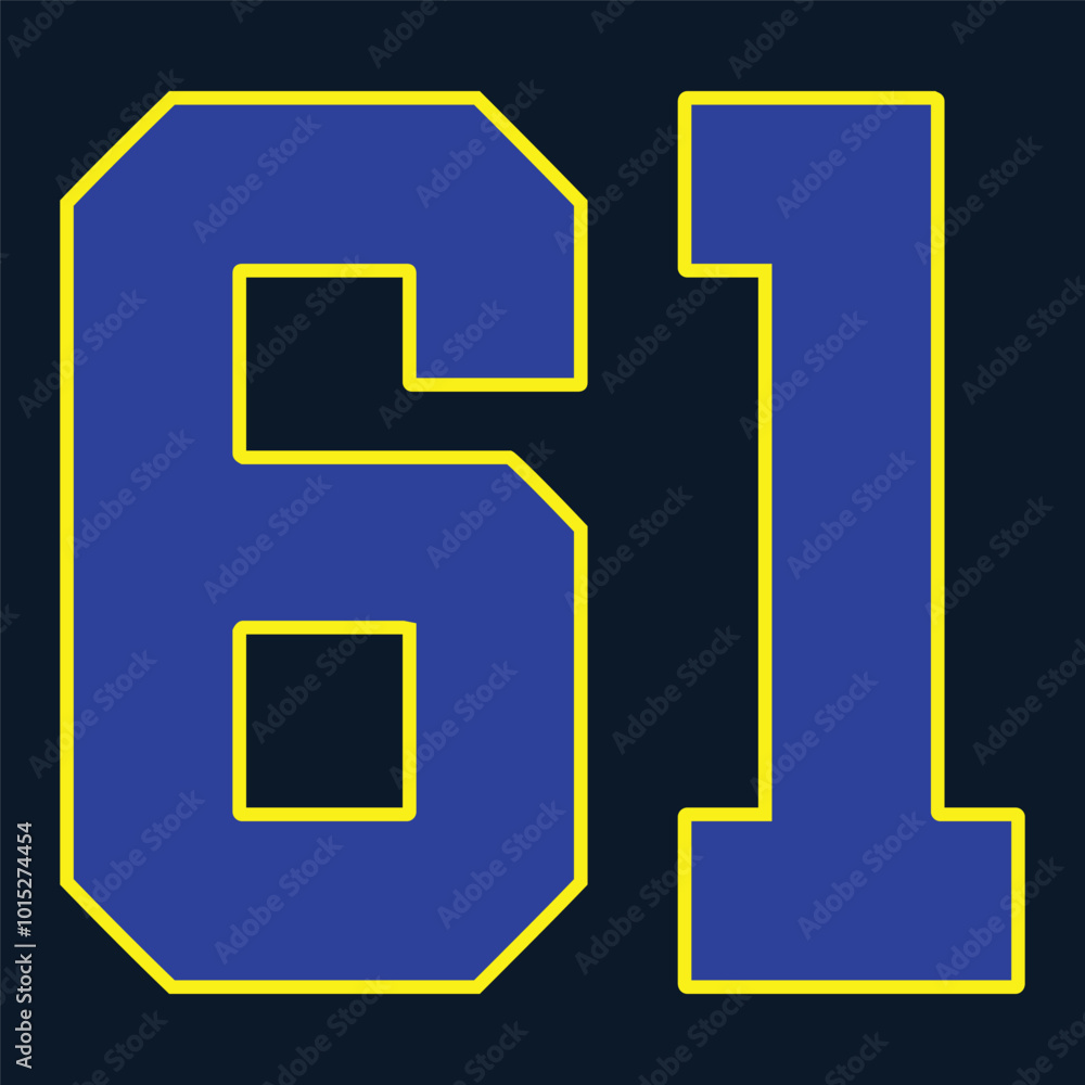 61 Classic Vintage Sport Jersey / Uniform numbers in black with a black ...