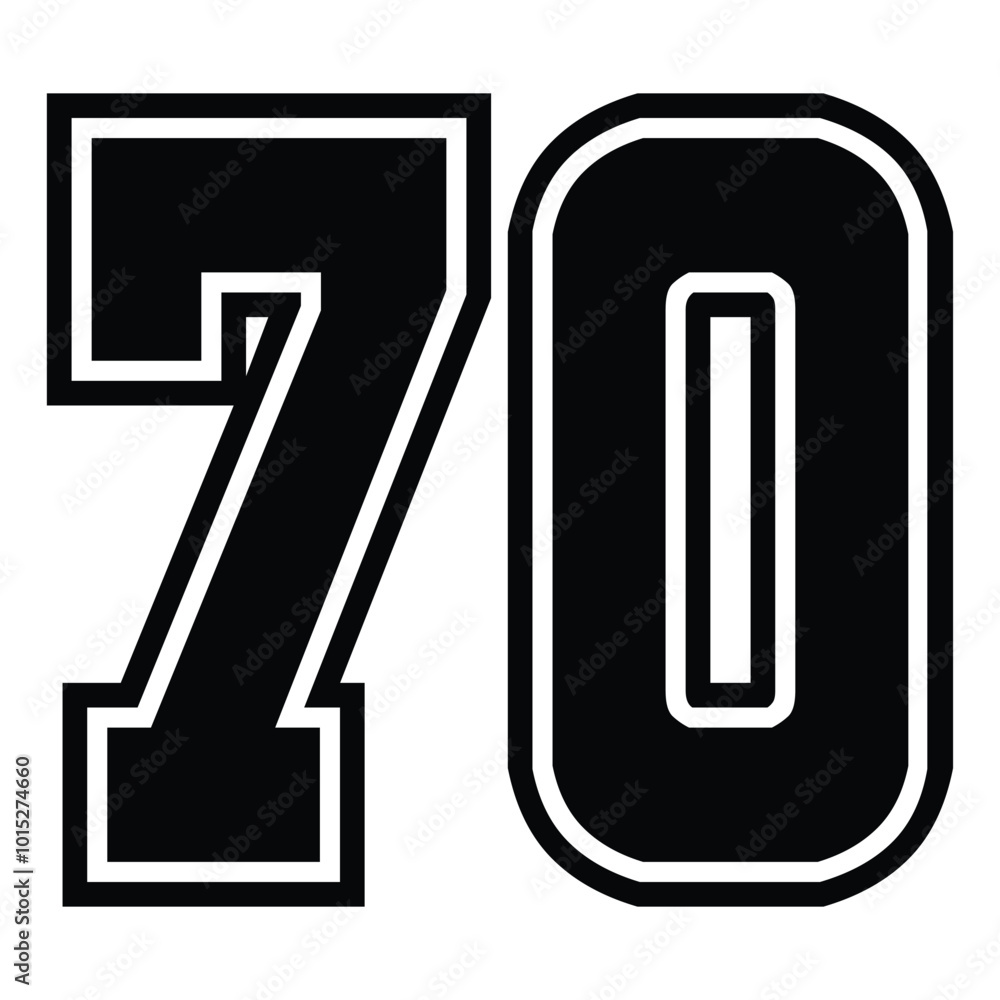 70 Classic Vintage Sport Jersey / Uniform numbers in black with a black ...