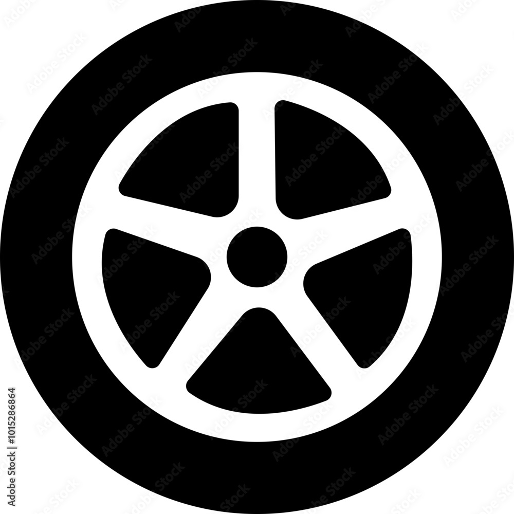 Wheel tires icon in flat. Black rubber wheel tire disks auto service ...