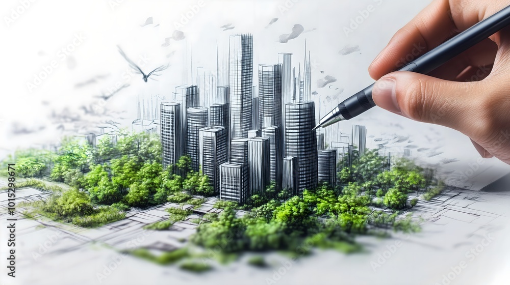 Urban planner implementing sustainable strategies for ecofriendly city ...