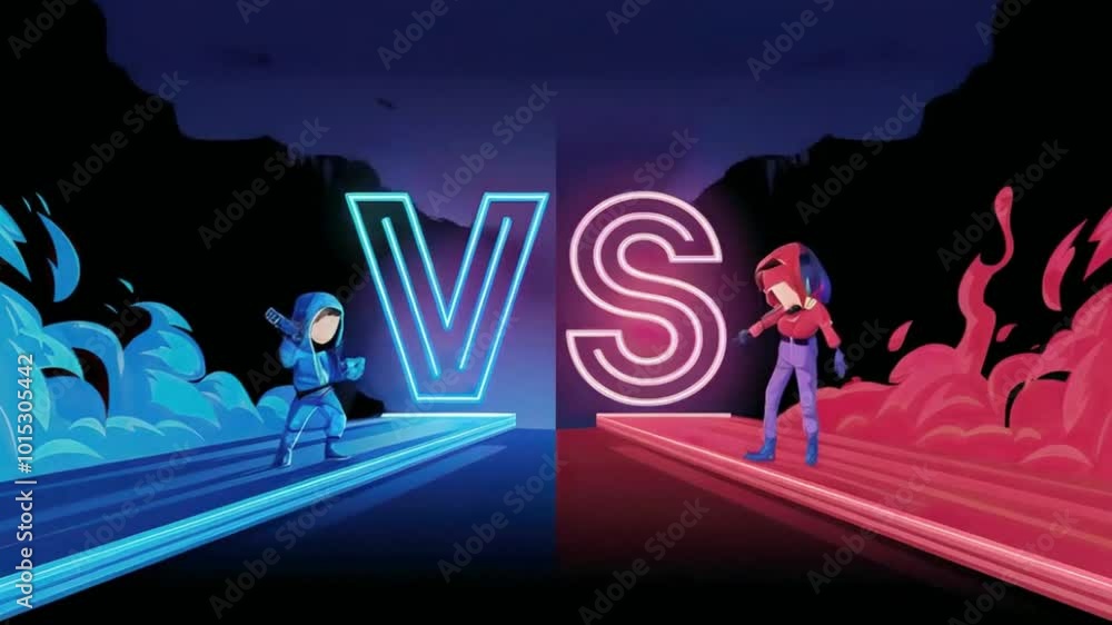 VS versus bars neon animated versus vs bars neon blue and red ...