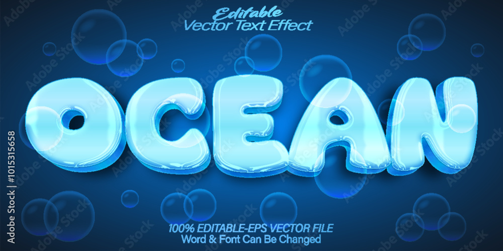 Ocean Vector Text Effect Editable Alphabet Sea Blue Aqua Underwater ...