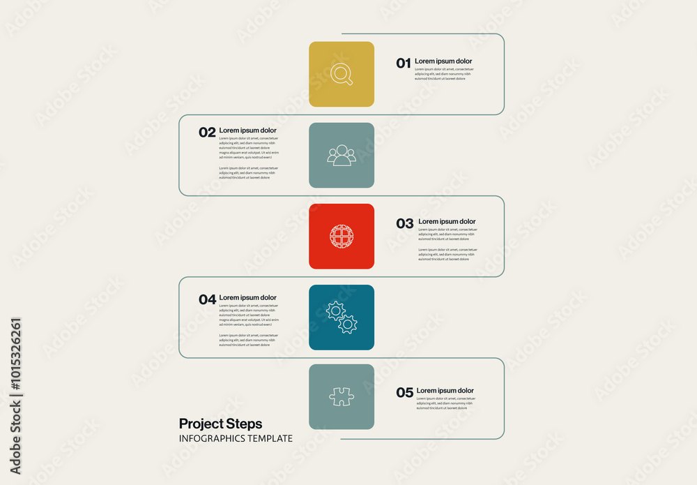 Project Steps Infographics Template with Squares Stock Template | Adobe ...