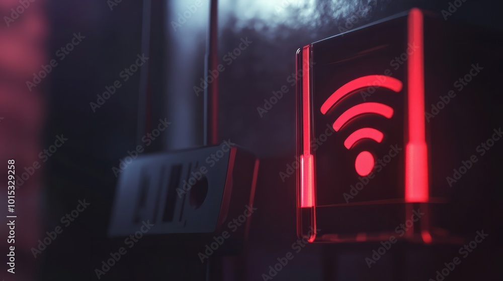 No Wi-fi signal sign, no network. Bad antenna, no wireless connection ...