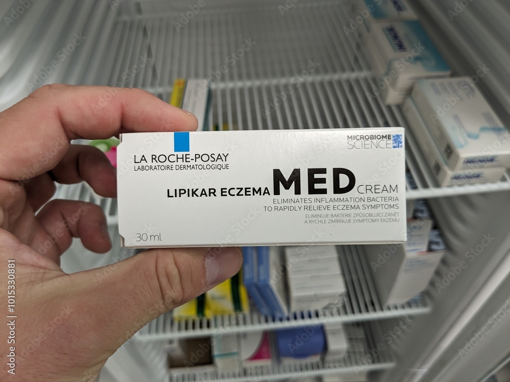 Prague,Czech Republic-October 9 2024: LA ROCHE-POSAY LIPIKAR ECZEMA MED ...