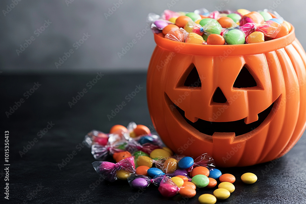 Jack-o-Lantern Candy Bucket for Halloween Trick or Treat Filled with ...