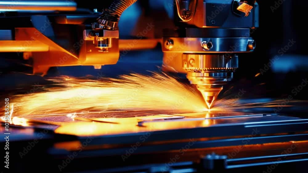 Video of a laser cutting machine technology sparks flying, precision ...