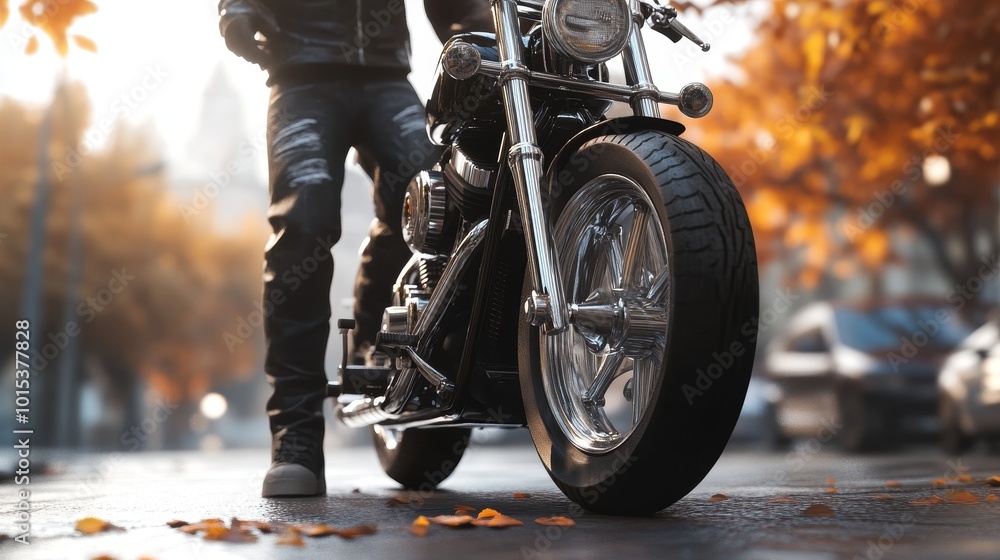 Realistic render of a rigged motorcycle rider walking, capturing the ...