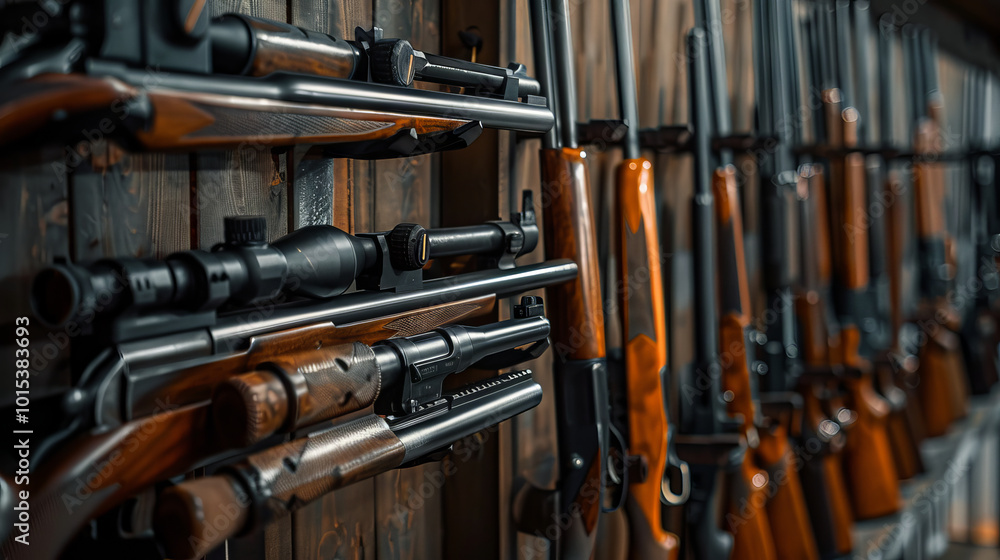 Variety of Modern Rifles and Pistols on Display in a Gun Store ...