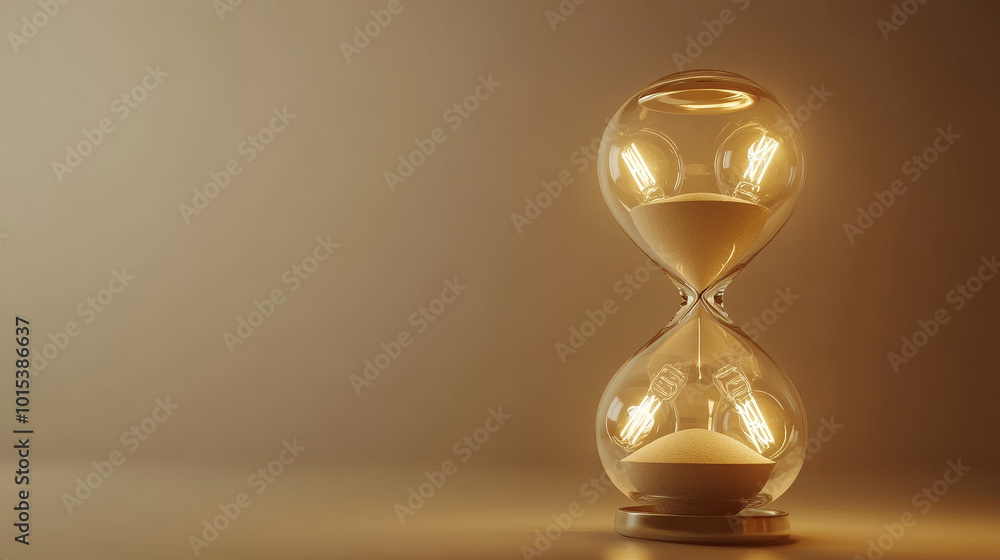 "An hourglass with sand flowing through its bulbs, symbolizing the ...