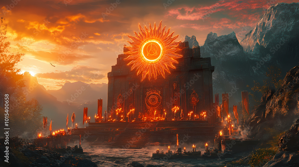 The altar of sun, ancient temple on the mountains for praying the sun ...