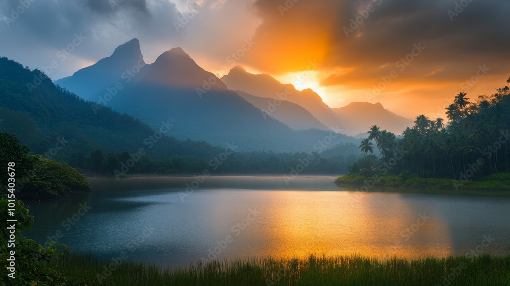 Stunning sunrise landscape photography of majestic mountains captures ...