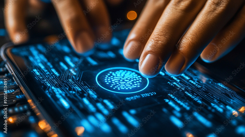 diverse hands using biometric authentication technology, symbolizing ...