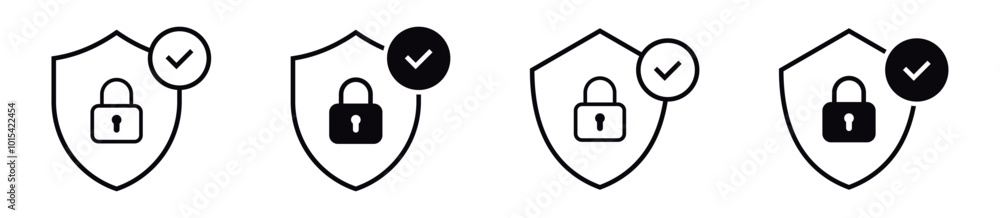 Shield check mark icon and shield lock icon privacy symbol - security ...