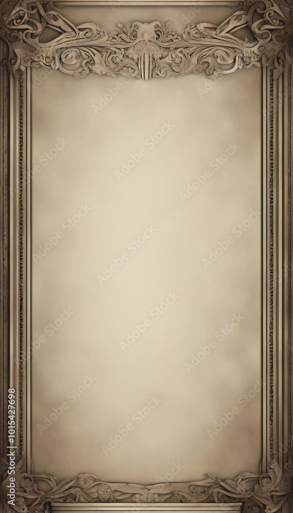 Silent cinema film end, movie screen with retro ornamental border frame ...