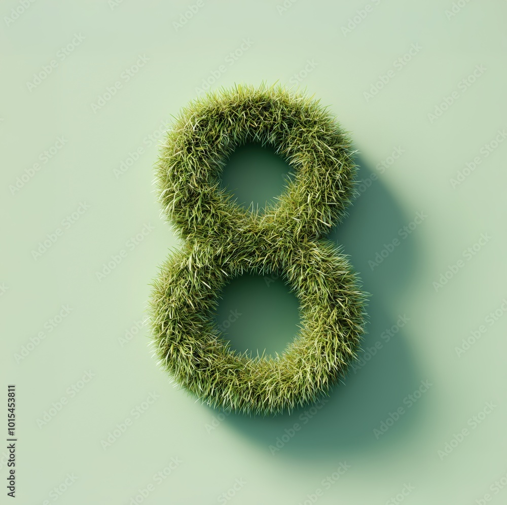 Grass Number Eight Symbol with Realistic Green Grass Texture Against ...
