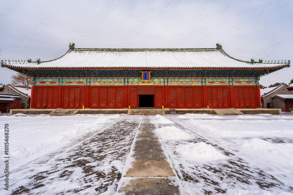 Snowscape of Chinese palace building from Beijing Ancient Architecture ...