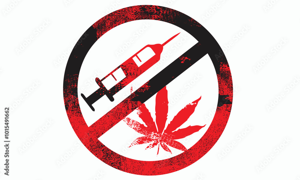 Vetor de No drugs sign., No drugs allowed, grunge icon No Drugs ...