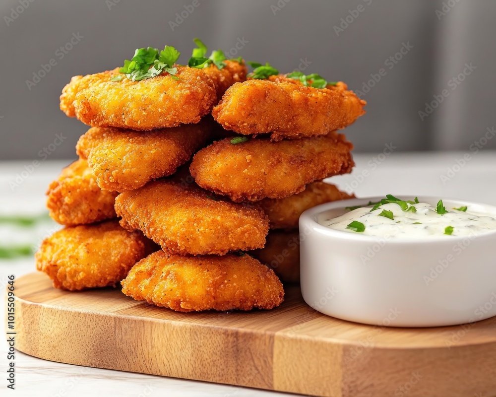 Crispy Spicy Chicken Nuggets with Cool Ranch Dip, Perfect Appetizer for ...