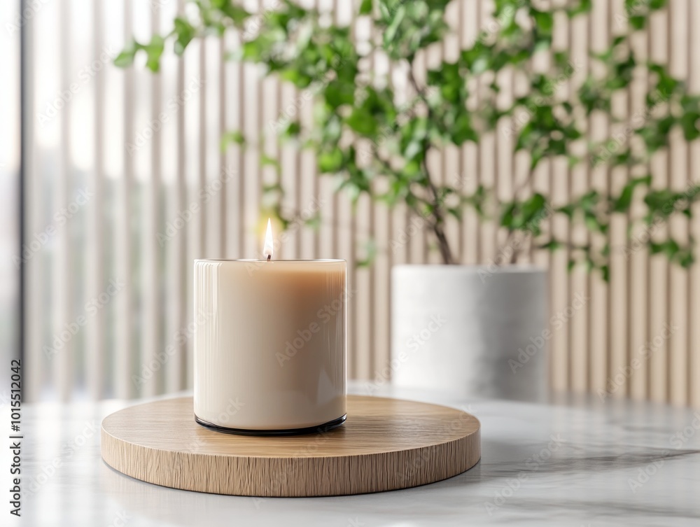 Serene Minimalist Workspace Candlelight and Coffee for Reflection, A ...