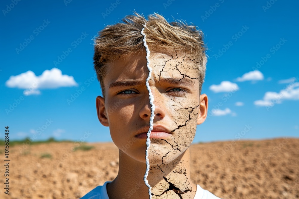 Realistic image of a person torn between traditional and modern moral ...