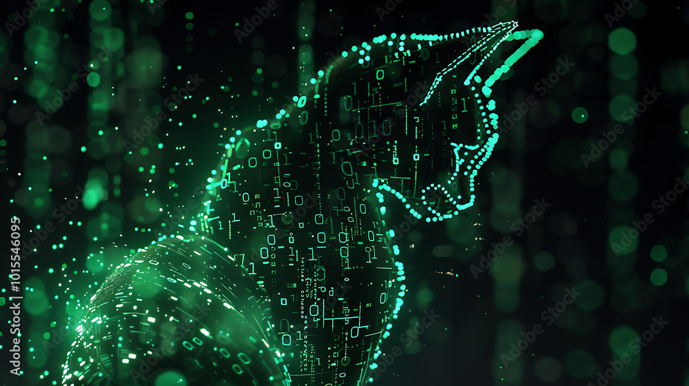 neon cat abstract, design a d banner of a cat silhouette made of neon ...