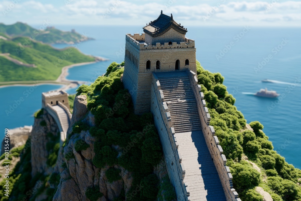 Realistic depiction of the construction of the Great Wall of China ...