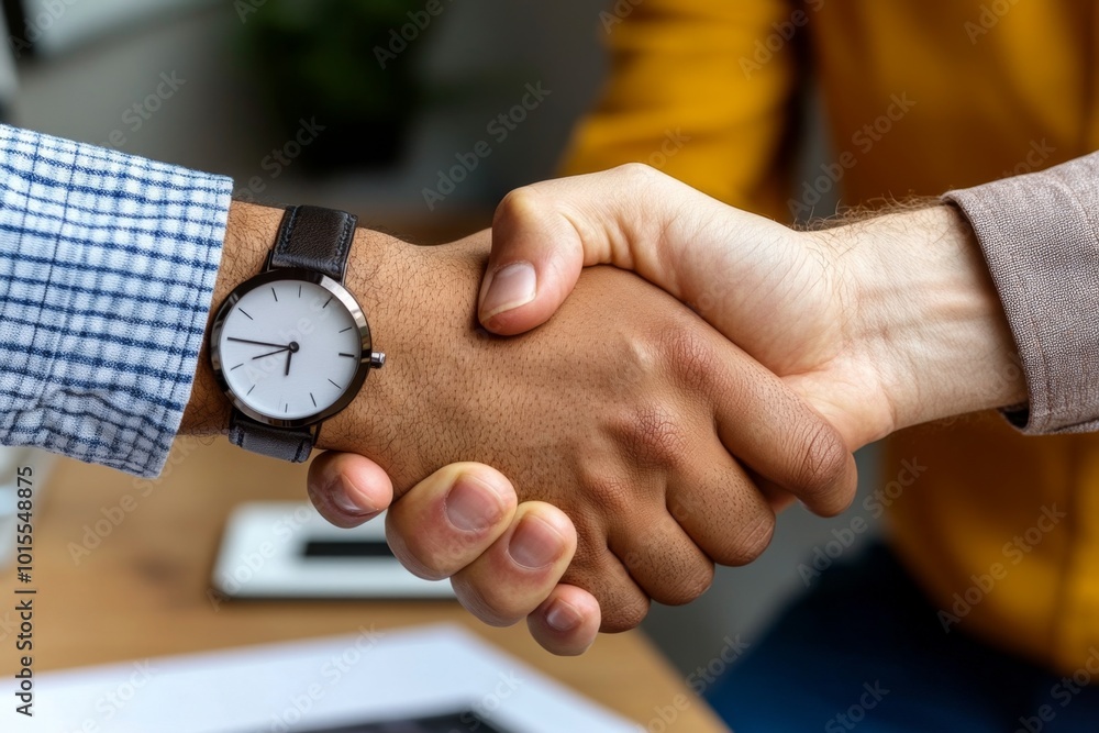 Realistic image of two people shaking hands after a moral debate ...