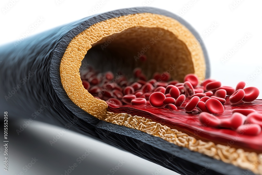 Cross-section of a human artery, showing the layers of the vessel wall ...