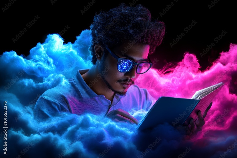 Watercolor painting of a security professional analyzing encrypted data ...