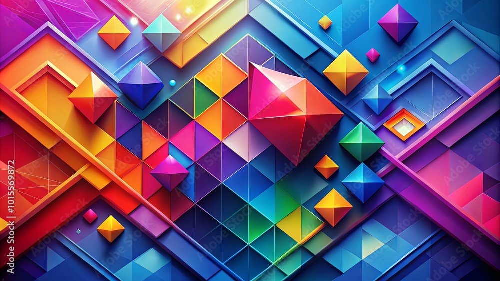 Geometric Symphony of Colors and Shapes A Vibrant Abstract Composition ...