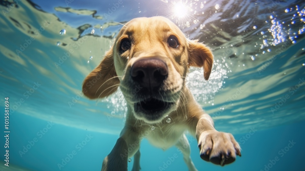 Funny underwater picture of puppies in swimming pool playing deep dive ...
