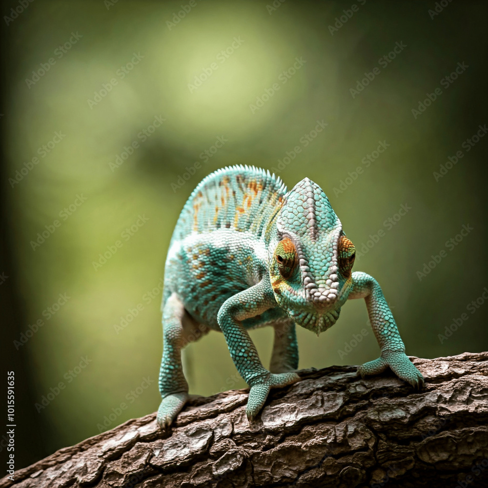The chameleon's tongue can be twice as long as its body! Stock Photo | Adobe Stock