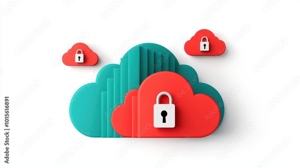 Data encryption keys in use on a cloud storage dashboard, with lock ...