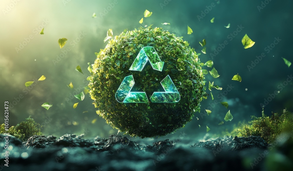 he Earth’s globe made entirely from lush greenery, symbolizing ...