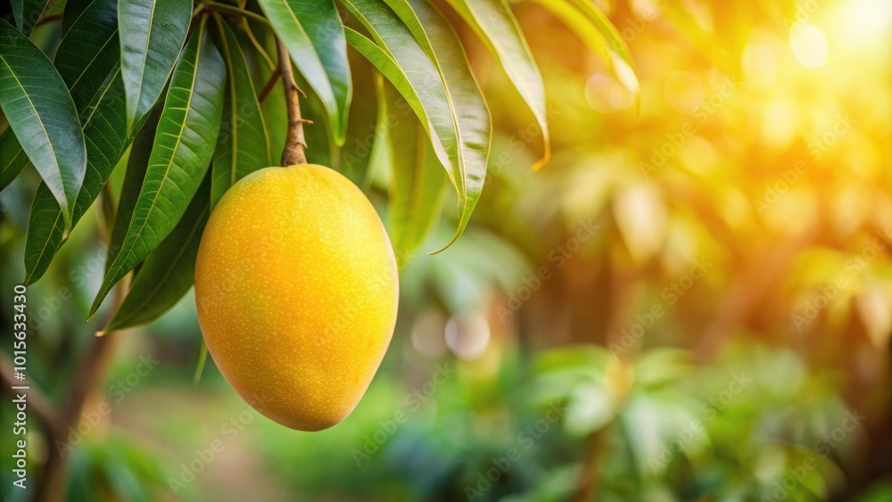 Ripe yellow mango tropical fruit hanging on tree, mango, tropical ...