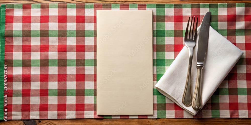 An empty template for a restaurant menu card on top of an Italian ...