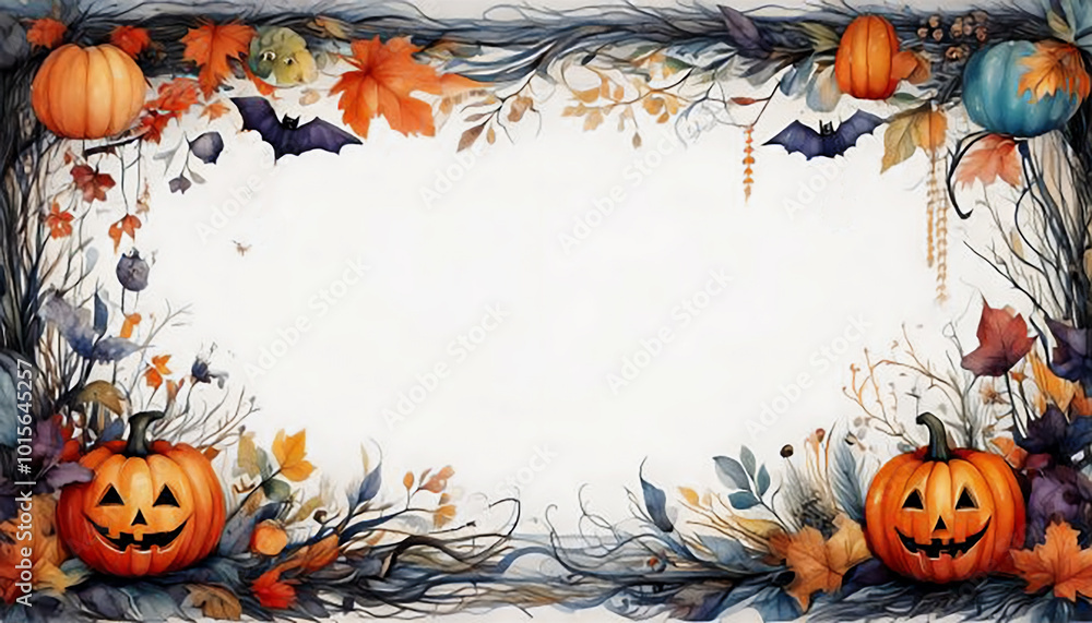 Halloween-themed border frame wallpaper featuring random elements, set ...