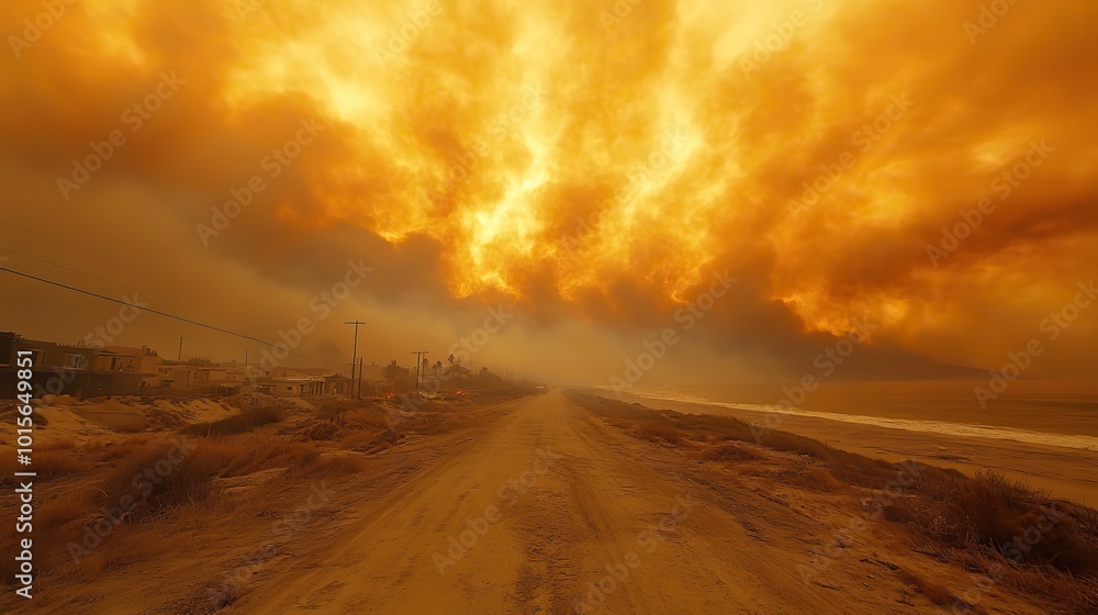 Wildfire smoke engulfs the landscape, creating an apocalyptic scene as ...