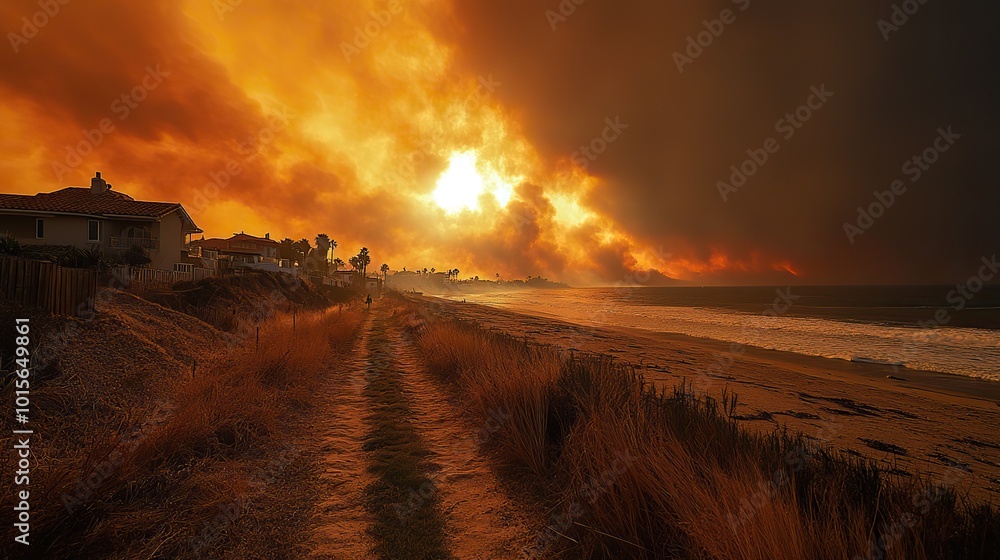 Wildfire smoke engulfs the landscape, creating an apocalyptic scene as ...