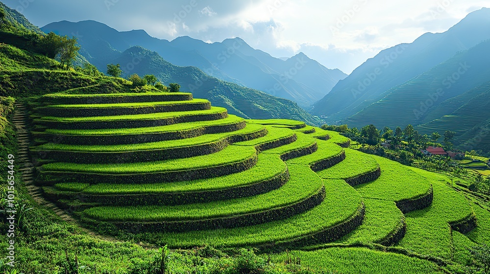 Agricultural terraces used for farming practices in elevated landscapes ...