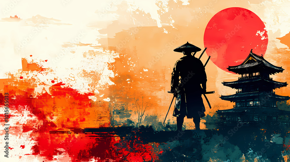 Japanese flag with a samurai and a sushi chef - imagine the japanese ...