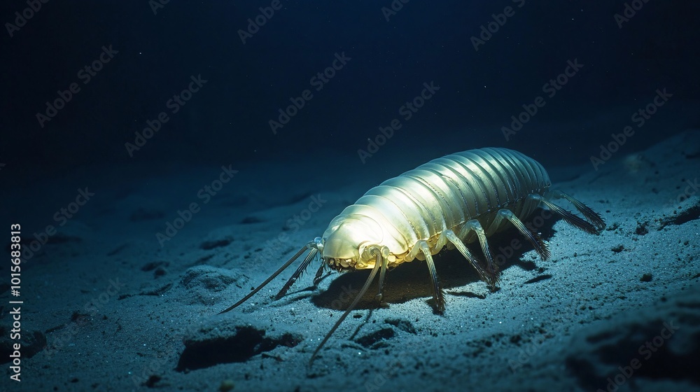 Pale Isopod Crawling in Deep Sea Environment Stock Photo | Adobe Stock