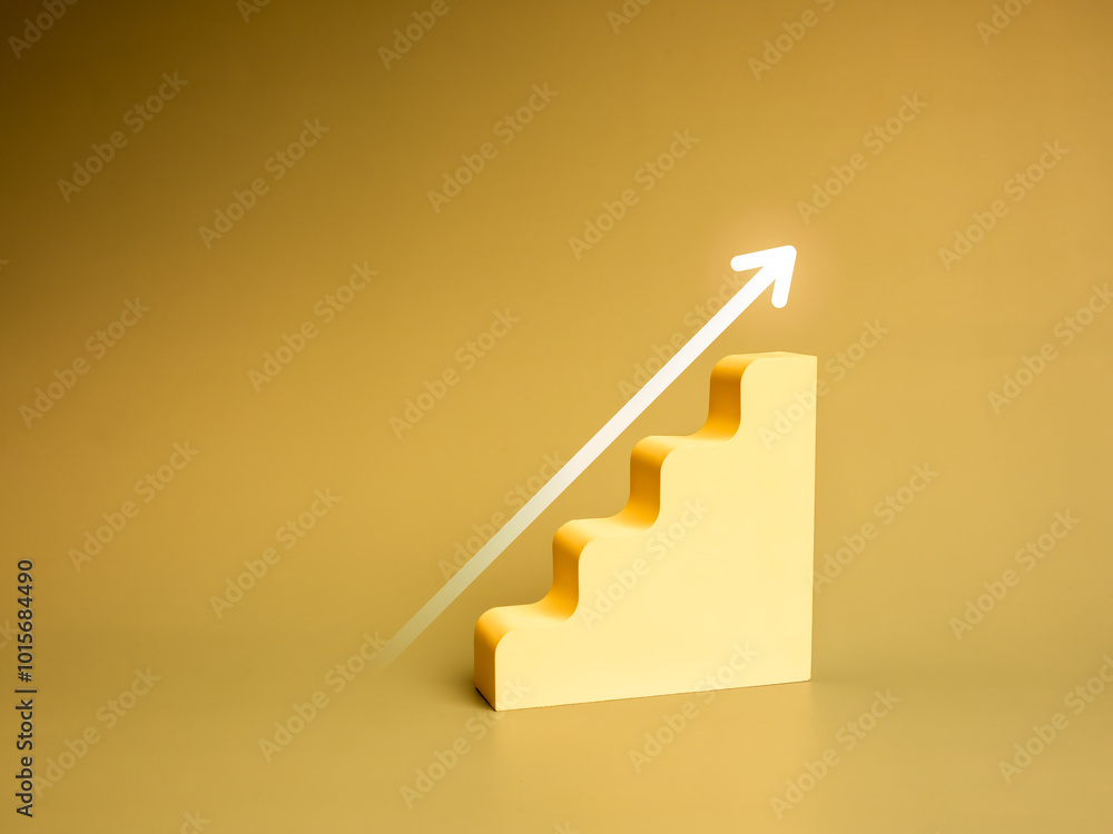 Business growth, goal and success concept. White glow arrows rising up ...