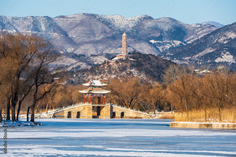 Overlooking Yuquan Hill from the Summer Palace, Yuquan Hill, Jade Peak ...