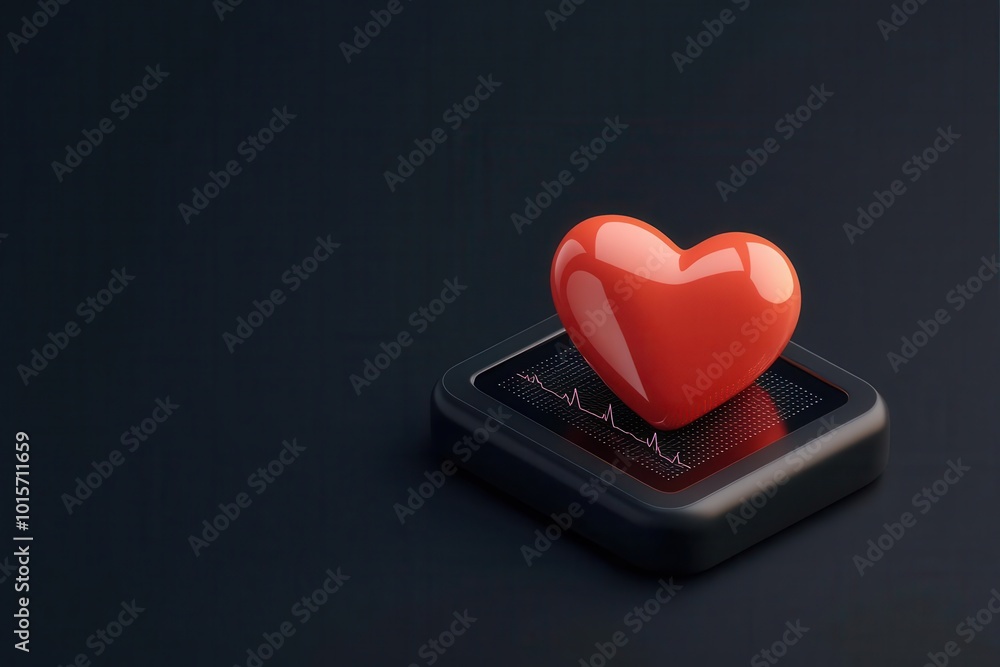 Heart rate chart on digital screen, vital signs evaluation, 3D ...