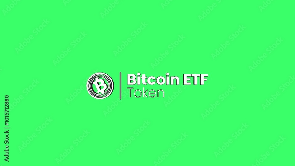 Logo bitcoin ETF token Popup on Green Screen Background, 1920x1080 size ...