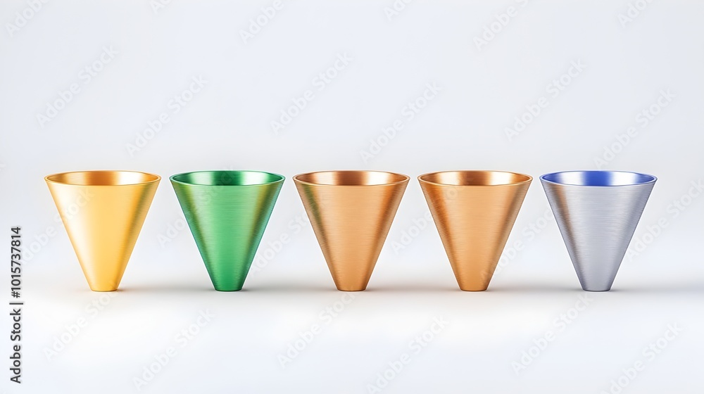 Captivating 3D rendered collection of abstract geometric funnel shapes ...